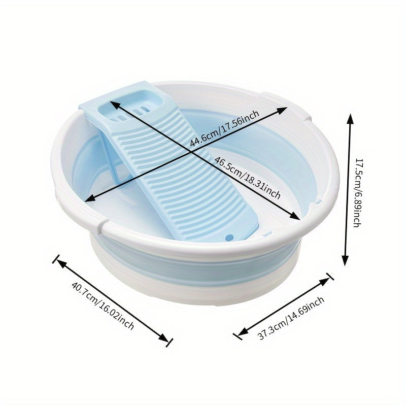 Set of 1 Classic Round Plastic Laundry Tub with Washboard – Happiness ...